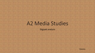 A2 Media Studies Digipak Analysis | PPTX