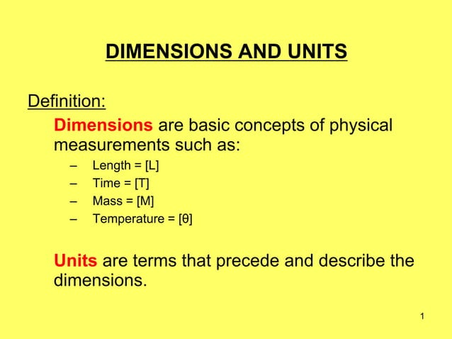 1 dimensions and units | PPTX | Physics | Science