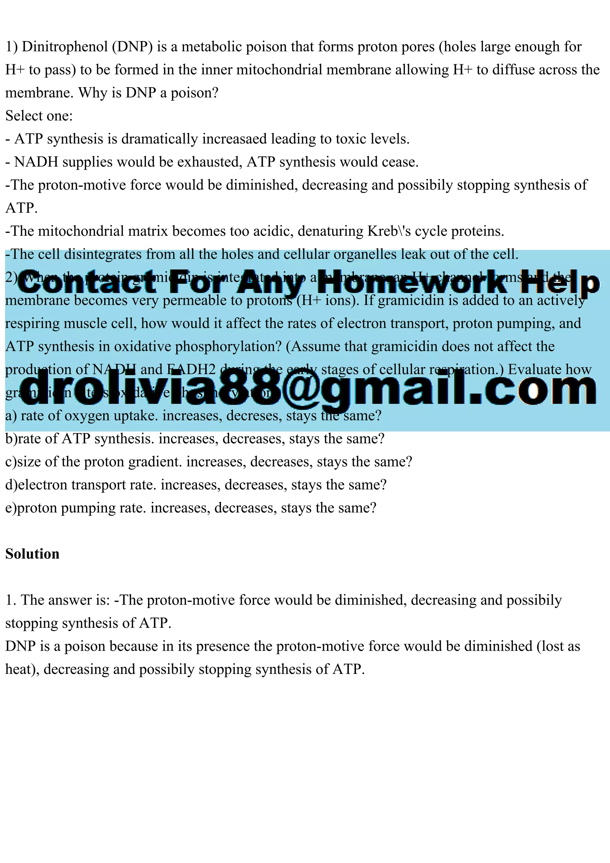 1) Dinitrophenol (DNP) is a metabolic poison that forms proton pores.pdf