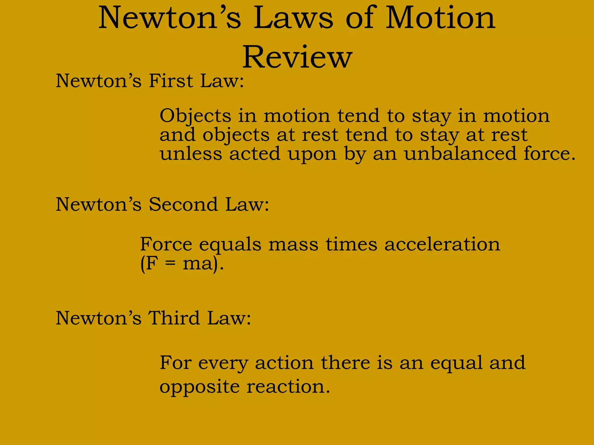 Newton's 3 laws of Motion | PPT