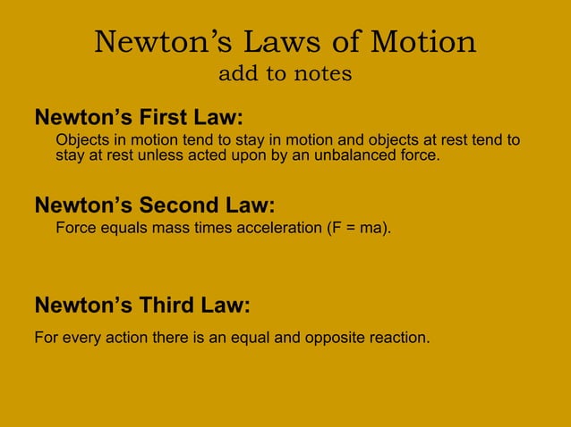 Newton's 3 laws of Motion | PPT