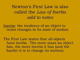 Newton's 3 laws of Motion | PPT