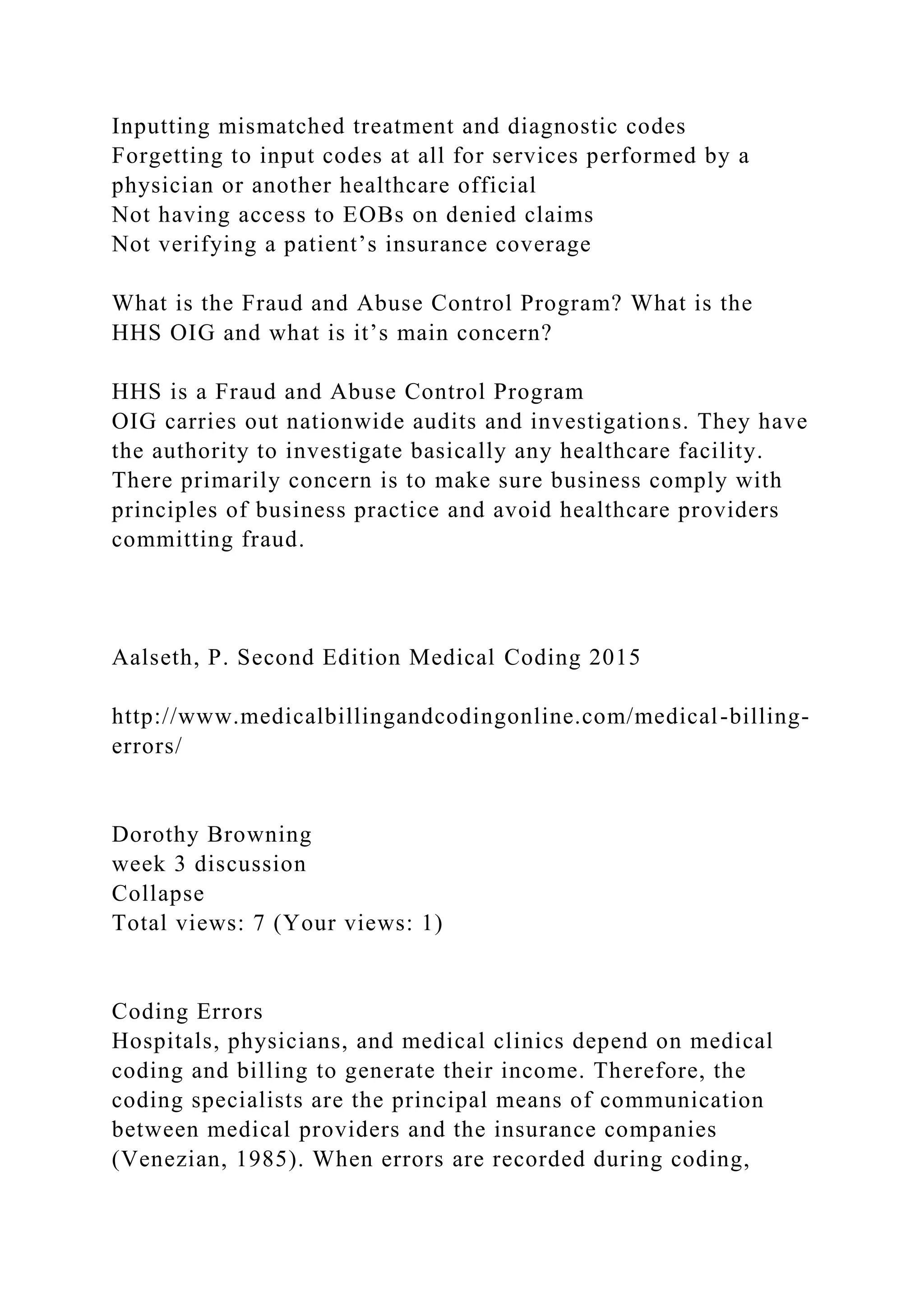 1 Discuss Some Common Causes For Coding Errors And The Preventatidocx