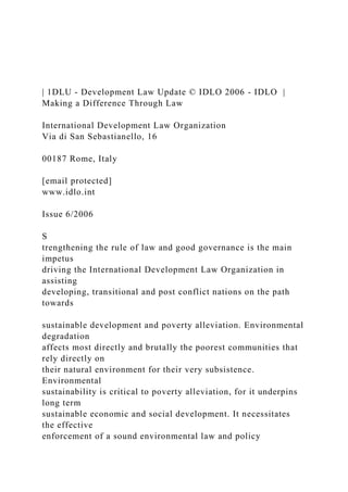 1DLU - Development Law Update © IDLO 2006 - IDLO Making .docx