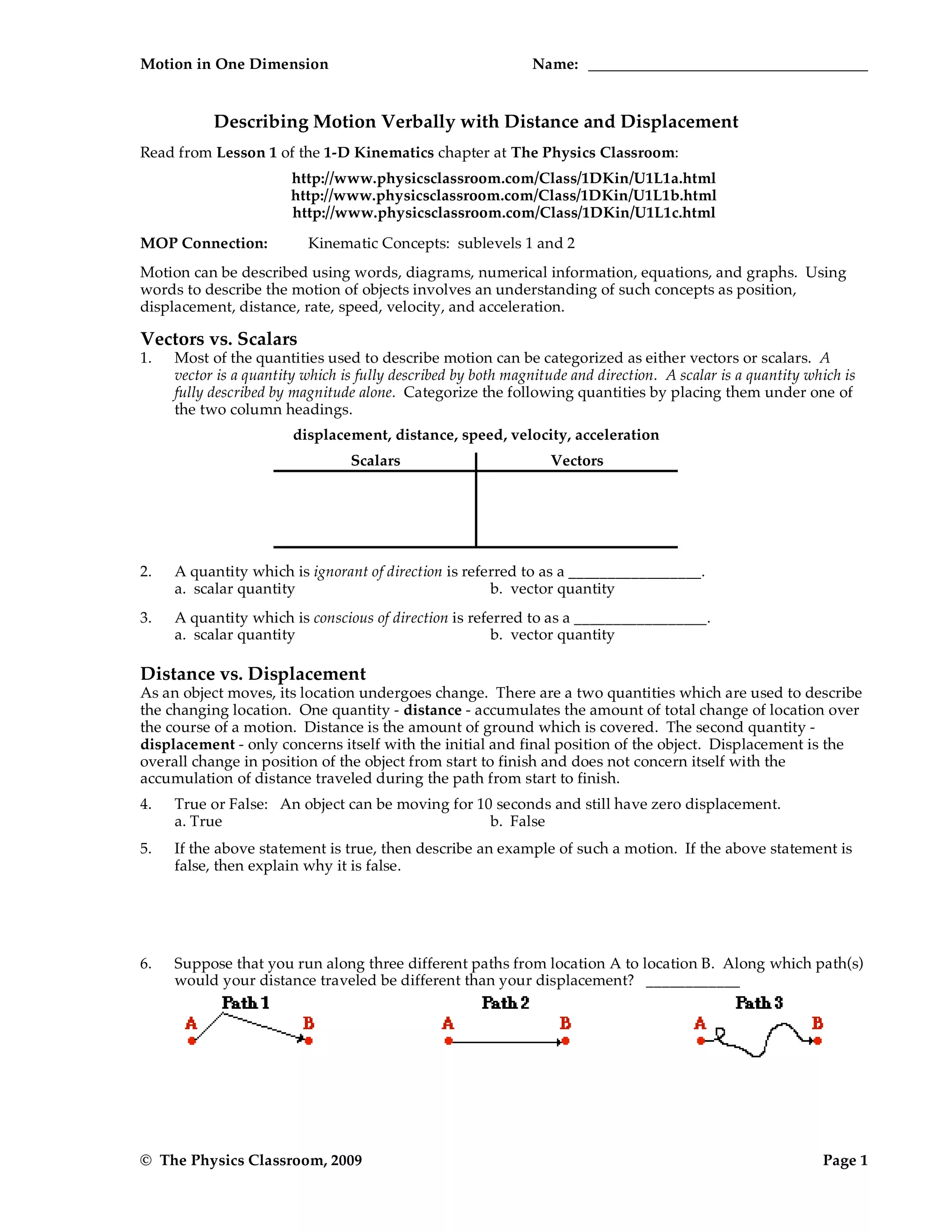 1d motion worksheet_packet | PDF