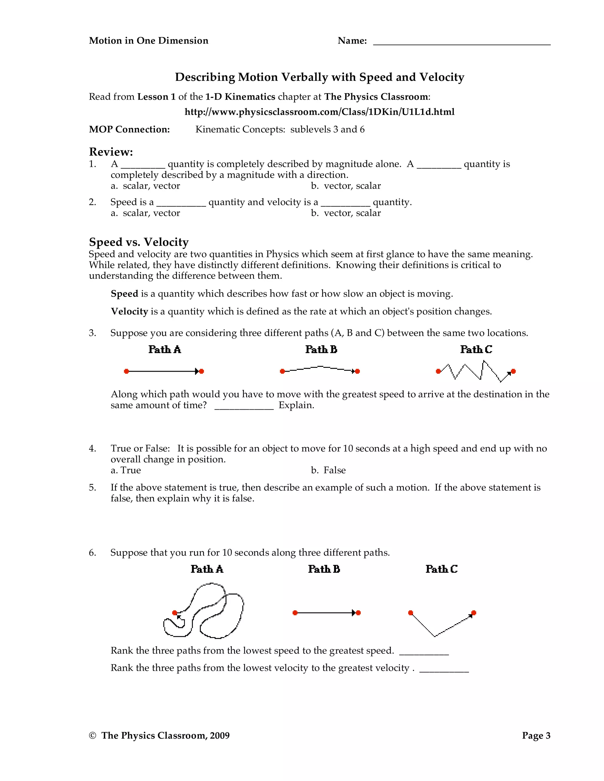1d motion worksheet_packet | PDF