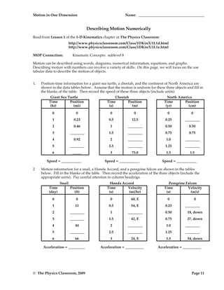 1d motion worksheet_packet | PDF