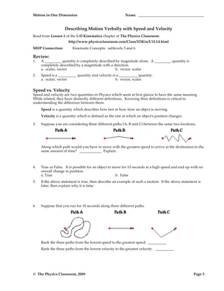 1d motion worksheet_packet | PDF