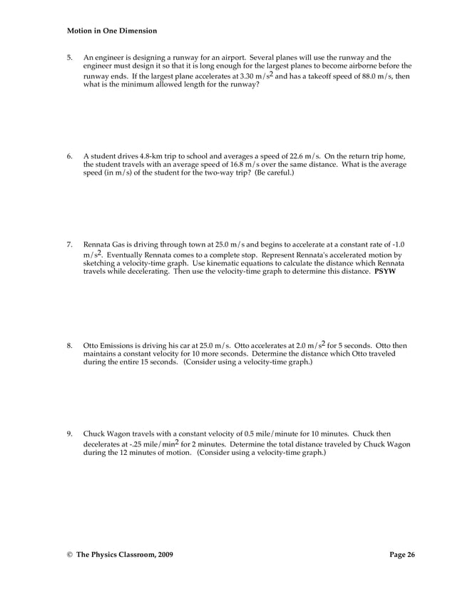 1d motion worksheet_packet
