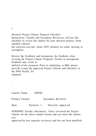 1 Doctoral Project Charter Proposal Checklist Instruct | PDF