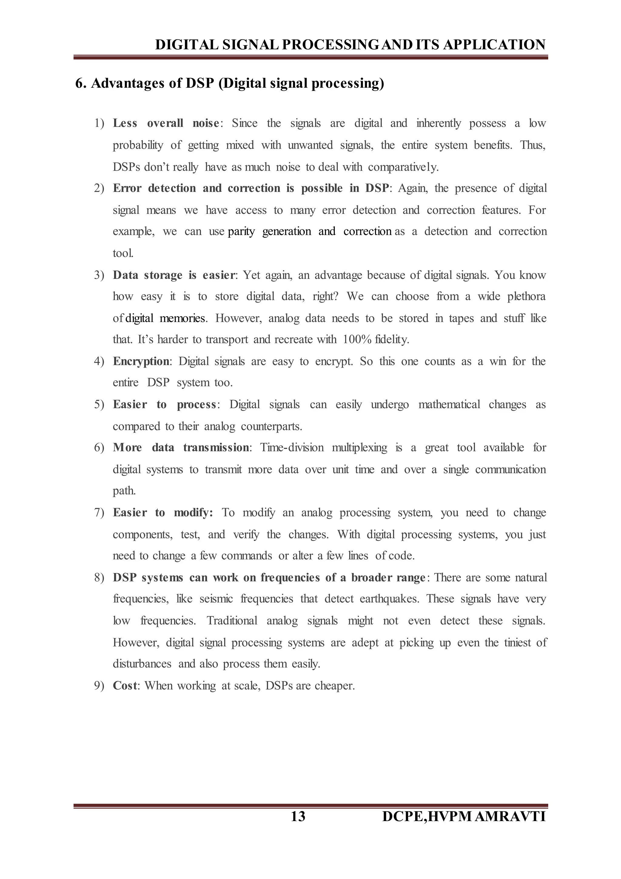 DIGITAL SIGNAL PROCESWSING AND ITS APPLICATION | DOCX