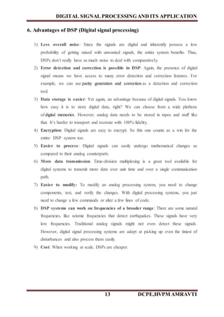 DIGITAL SIGNAL PROCESWSING AND ITS APPLICATION | DOCX