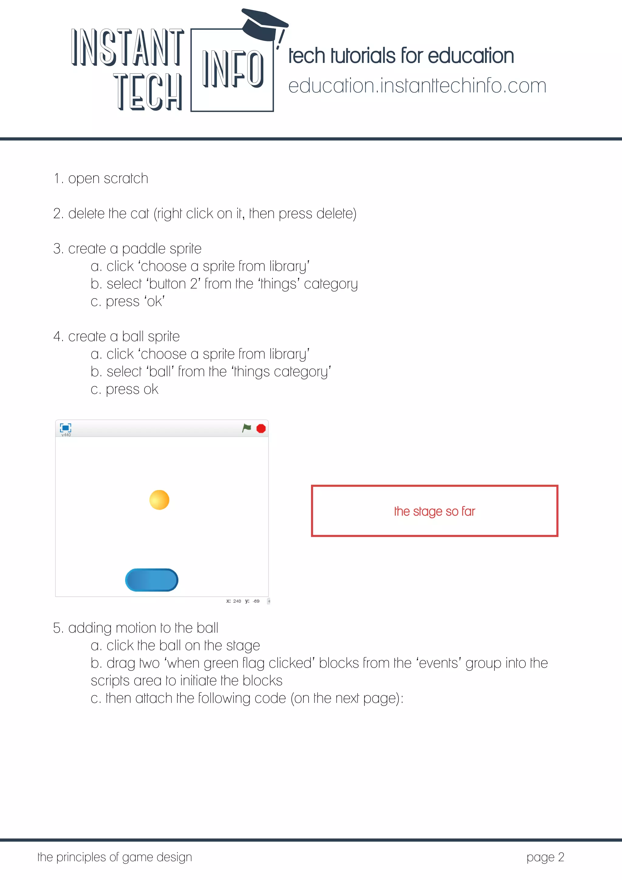 Scratch Tutorial - Basic Pong | PDF
