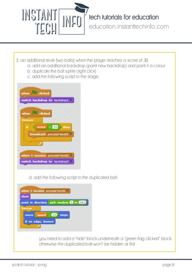 Scratch Tutorial - Basic Pong | PDF