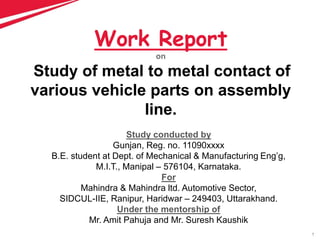 Metal to metal contact elimination of vehicle parts at bolero PU | PPT
