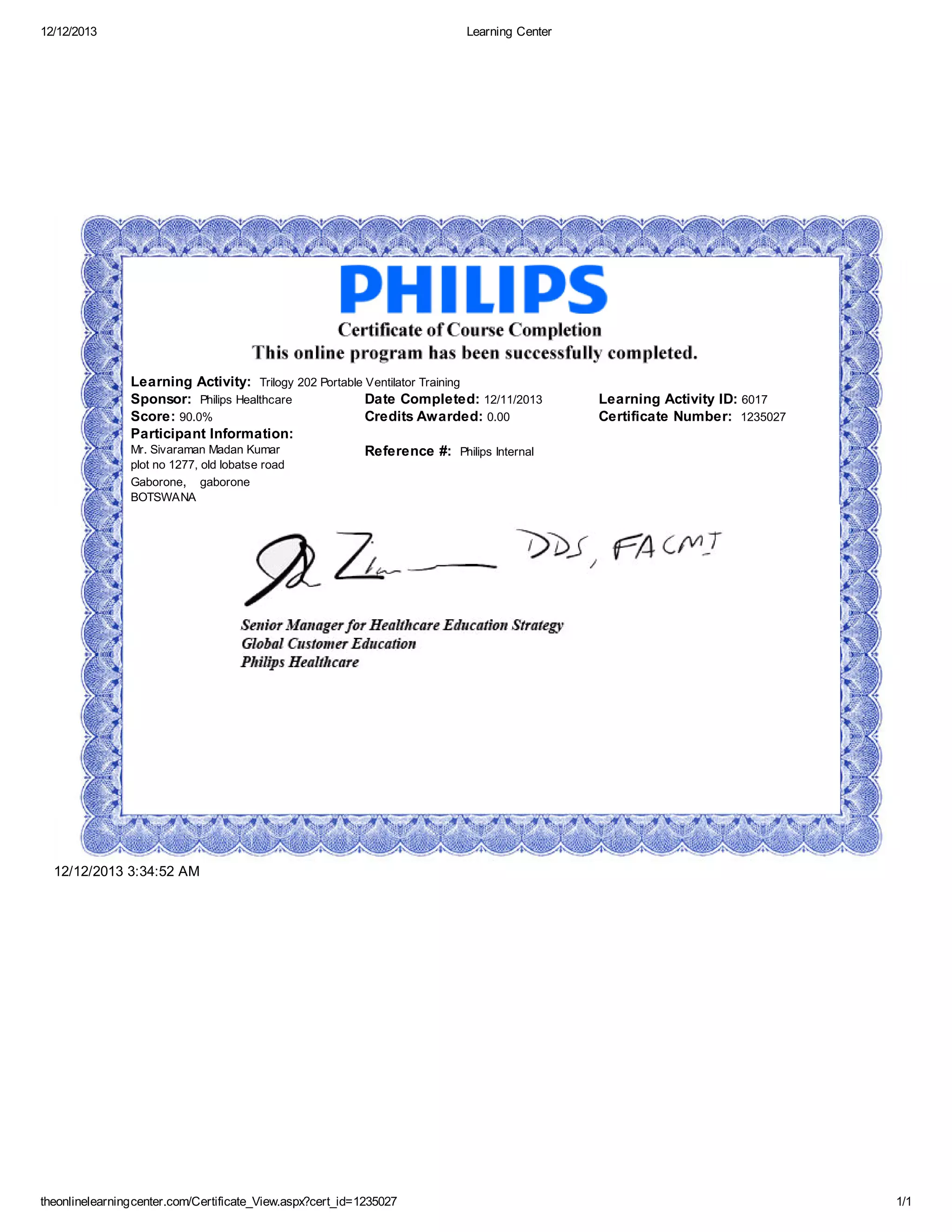 trilogy certificate | PDF