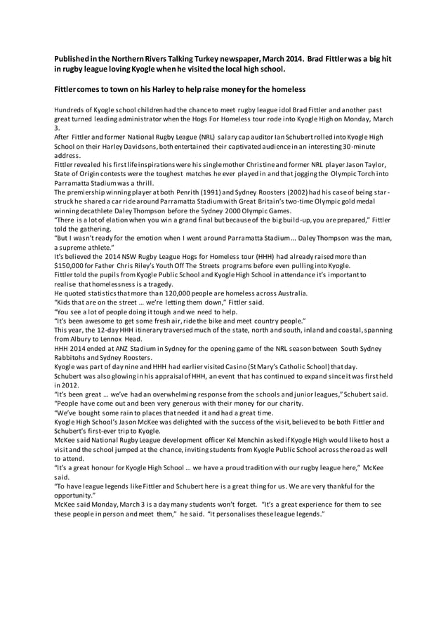 Folio - Northern Rivers Talking Turkey newspaper | DOCX | Rugby League ...