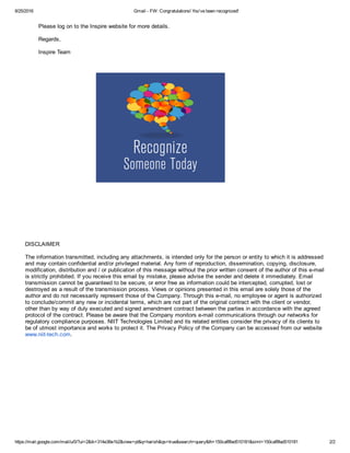 Gmail - FW_ Congratulations! You've been recognized! | PDF | Email ...