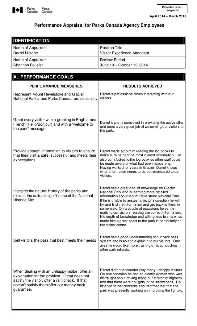 Darrel Nitsche Performance Appraisal 2014-15