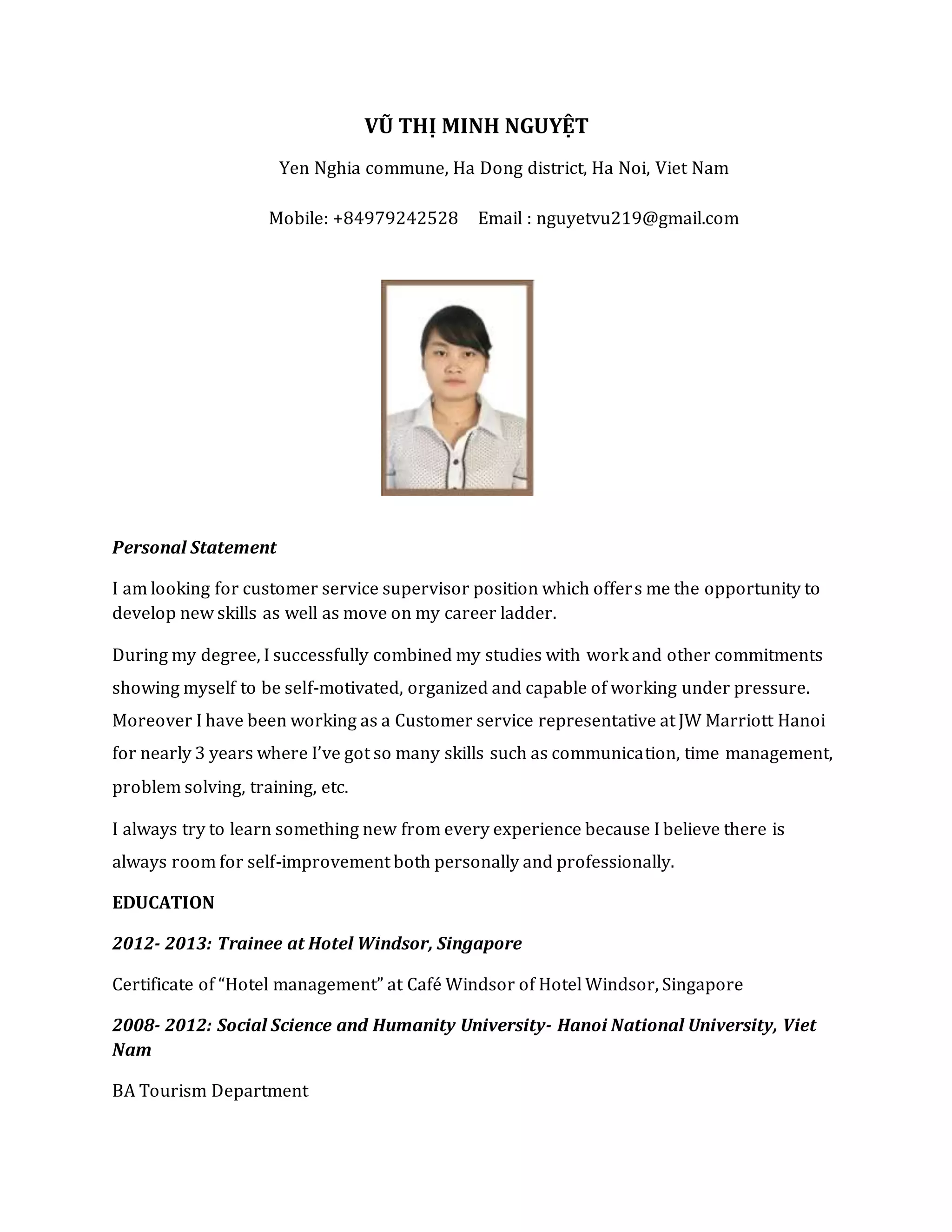 VŨ THỊ MINH NGUYỆT- CV. | DOCX