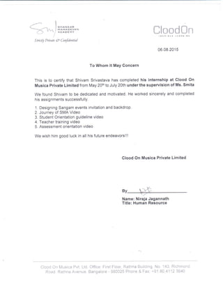 Shivam - Intern Experience Letter (1) | PDF