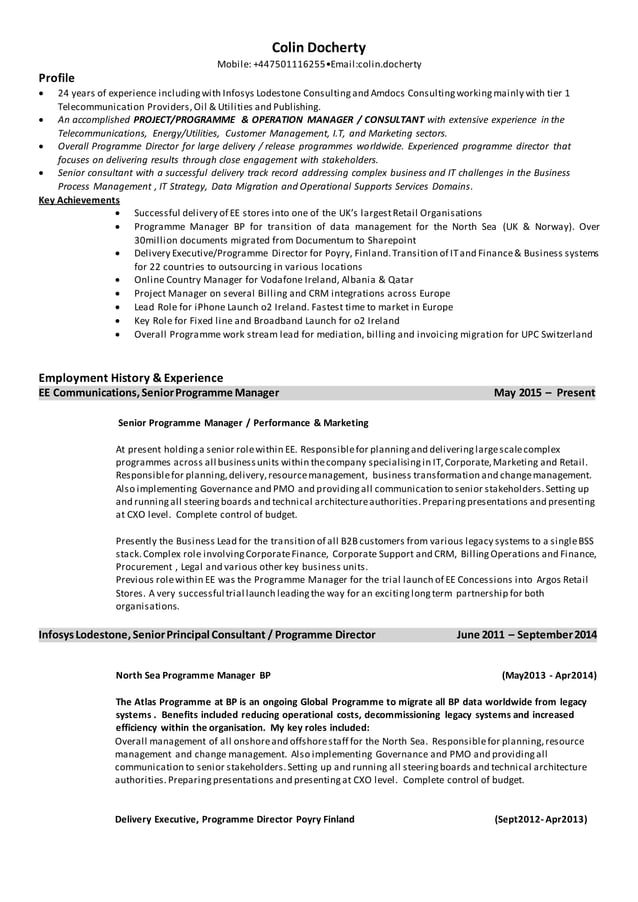 CV Colin Docherty_4 | DOCX | Internet | Computing
