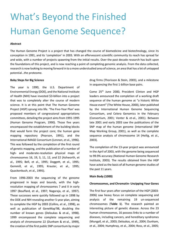Whats Beyond The Finished Human Genome Sequence | PDF | Genetics | Science