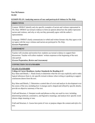 Lesson Plan 3 - Analyzing Sources of Race and Portrayal of Violence | PDF