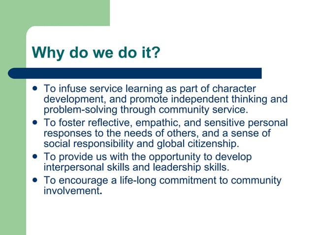 1 E1 Introduction To Service Learning | PPT