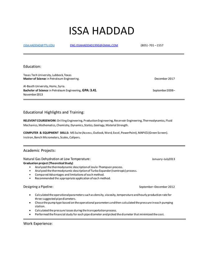 Issa Haddad resume 2 | PDF