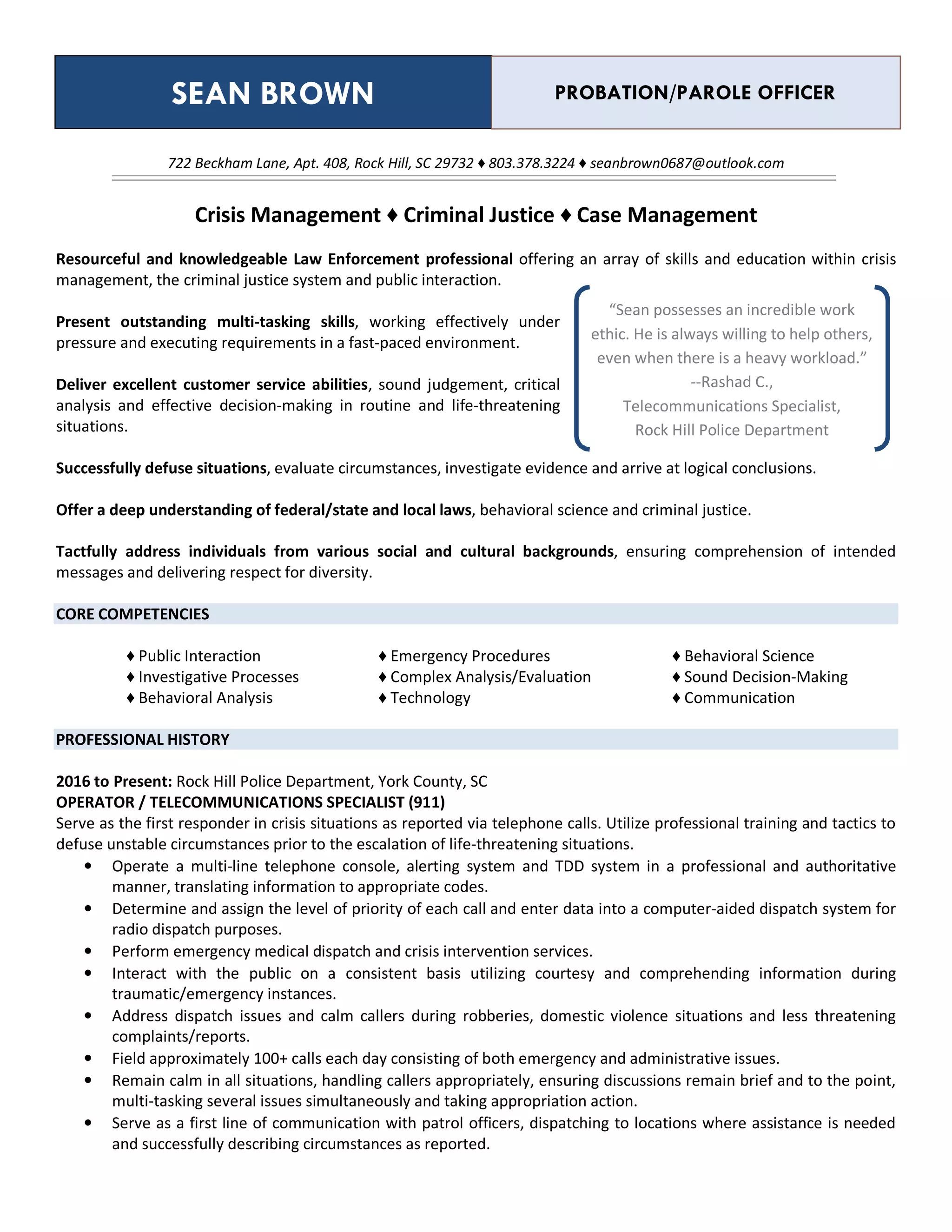 Sean Brown - Resume Final 2016 | PDF