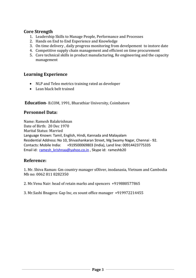 Ramesh Balakrishnan cv -v | DOC | Business | Business and Finance