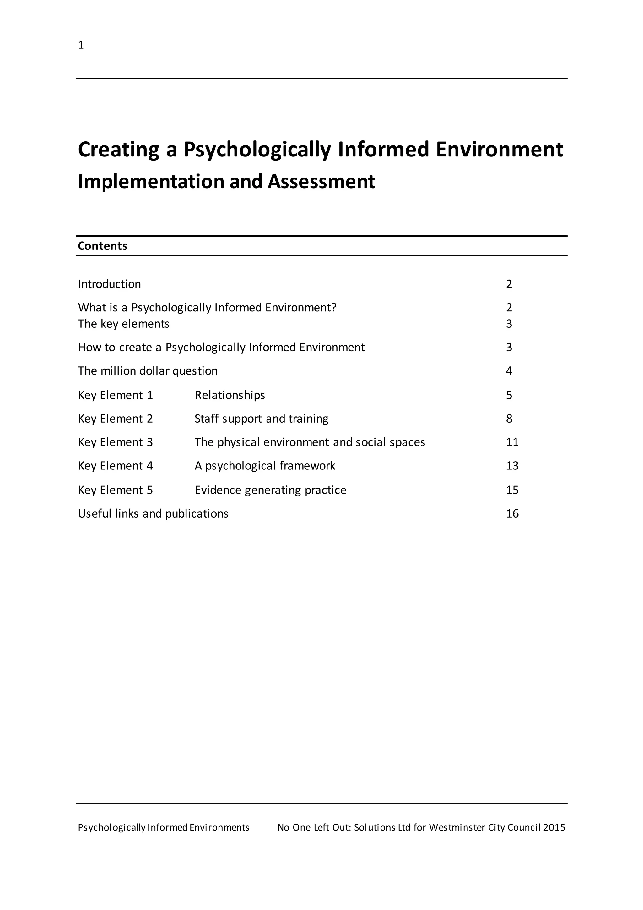 2015 Creating a Psychologically Informed Environment | PDF
