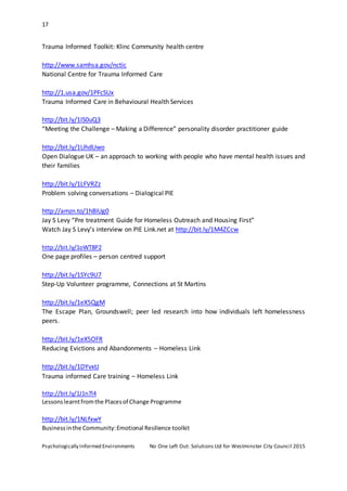 2015 Creating a Psychologically Informed Environment | PDF