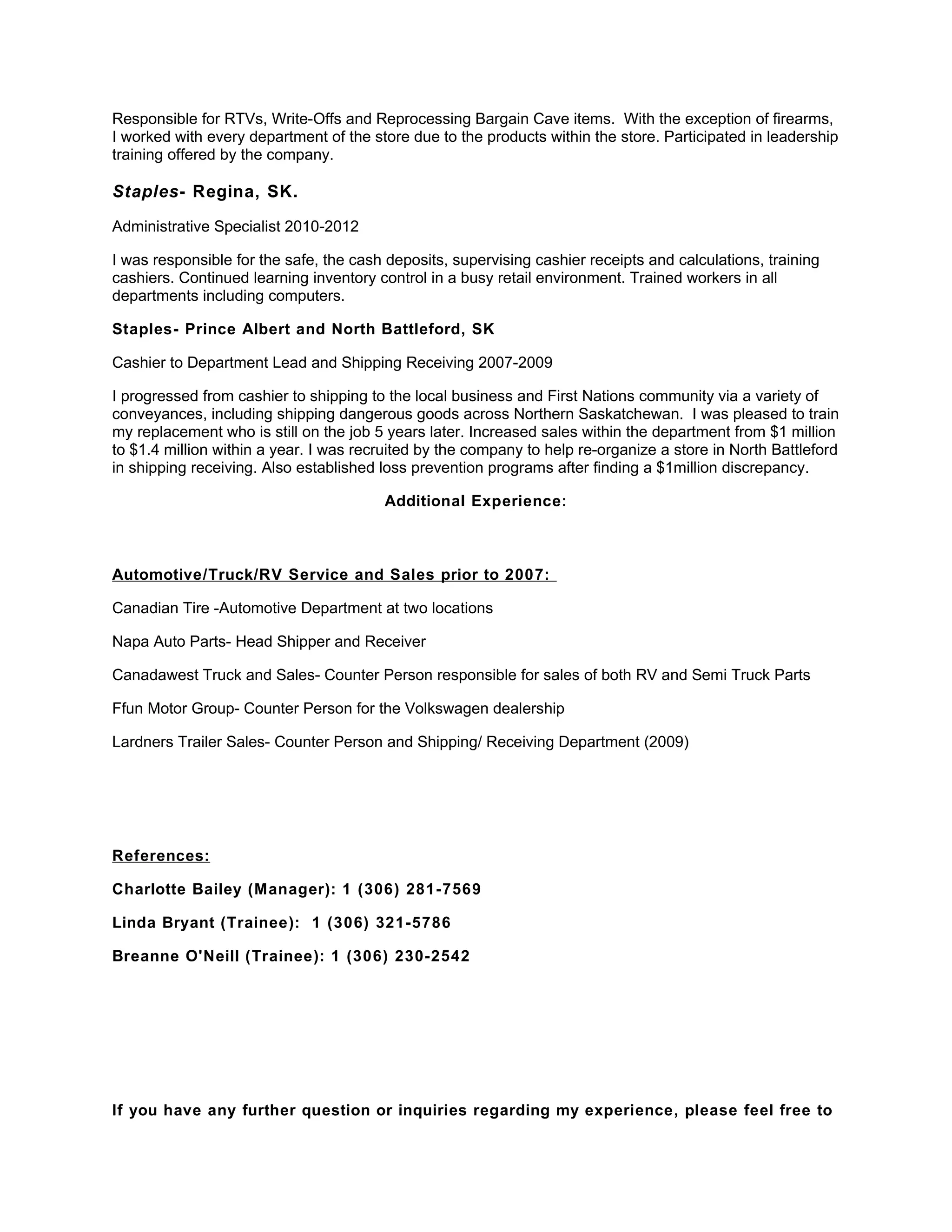 Annette Resume Complete 2015 | RTF | Logistics | Business