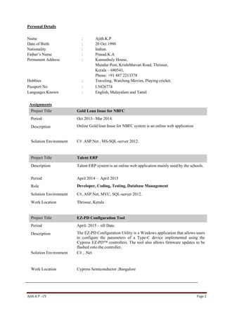 Ajith KP CV | PDF