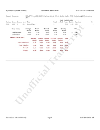 masters Transcript | PDF | Postgraduate Education | College Education