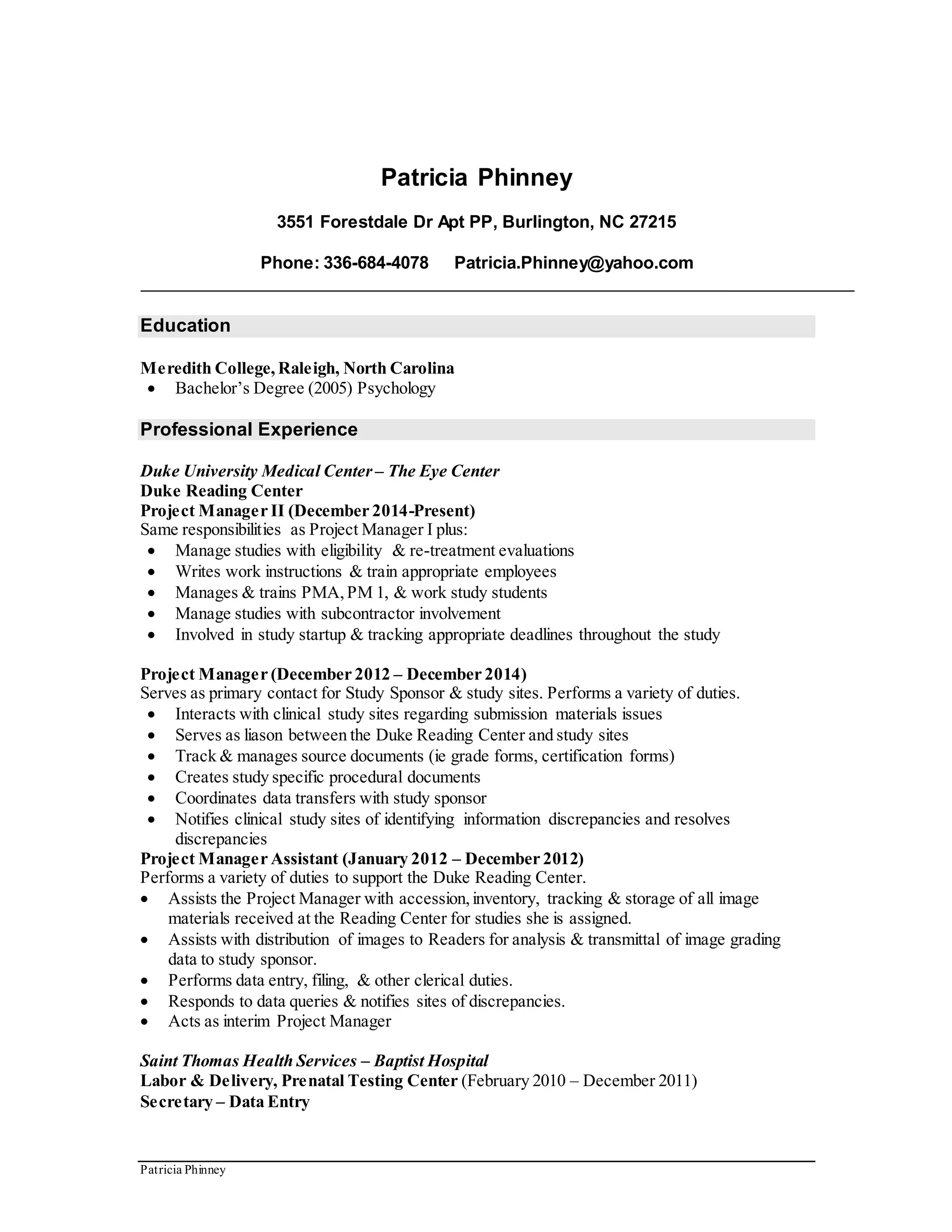 Patricia Phinney Resume | DOCX