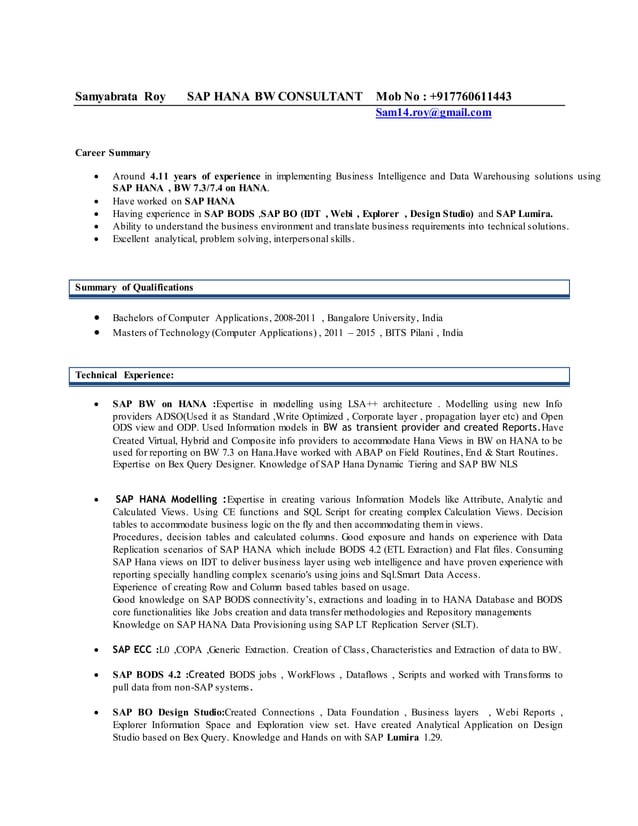 SAP_Resume_20thJuly | DOCX | Databases | Computer Software and Applications