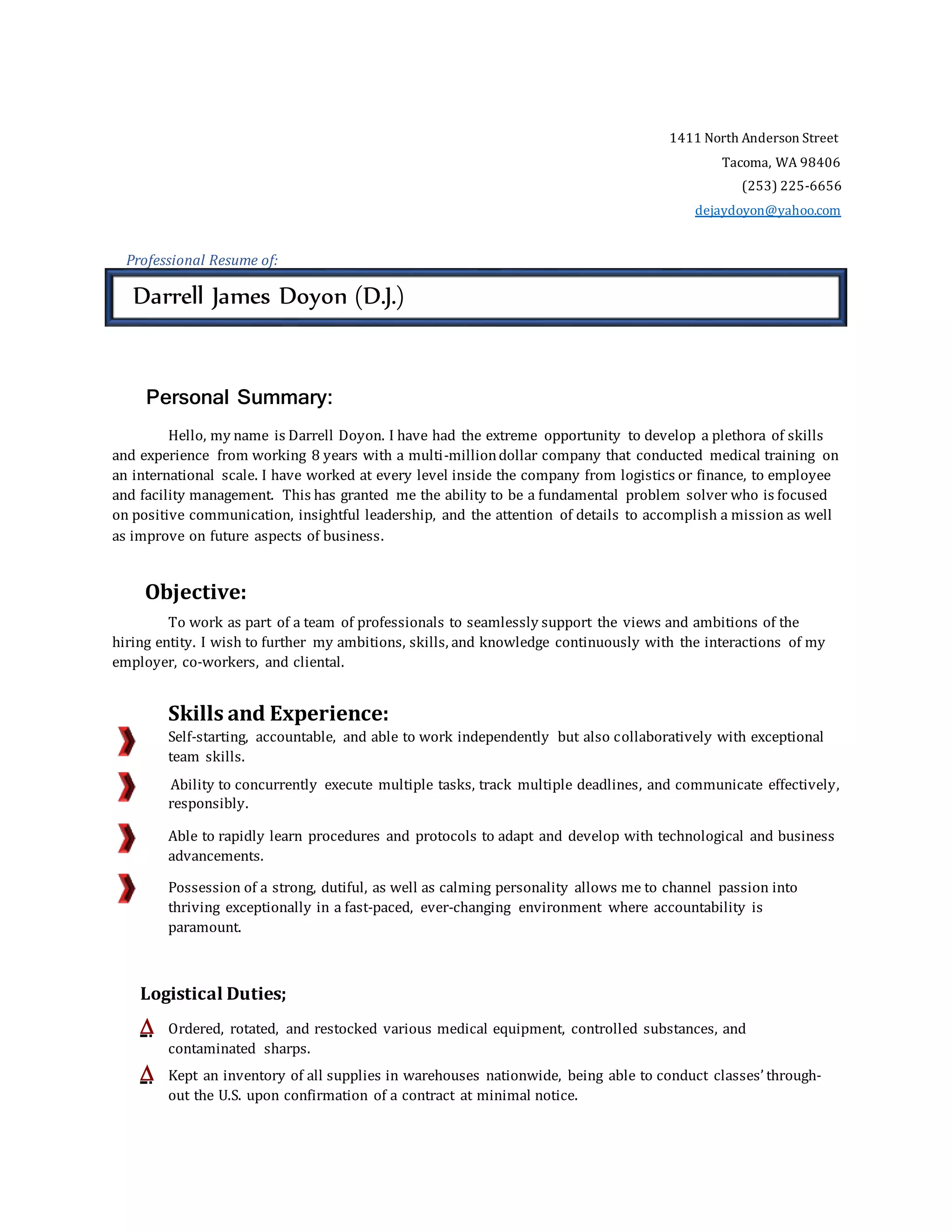 Resume of D.Doyon | DOCX