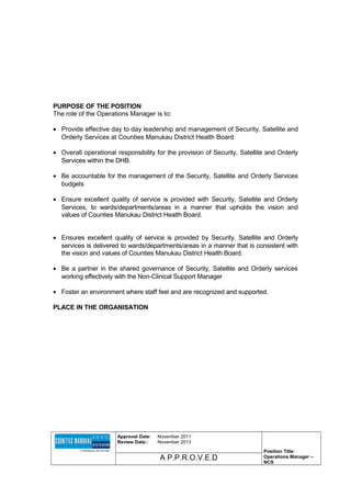 Operations Manager - NCS Job Description | DOC