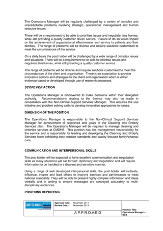 Operations Manager - NCS Job Description | DOC