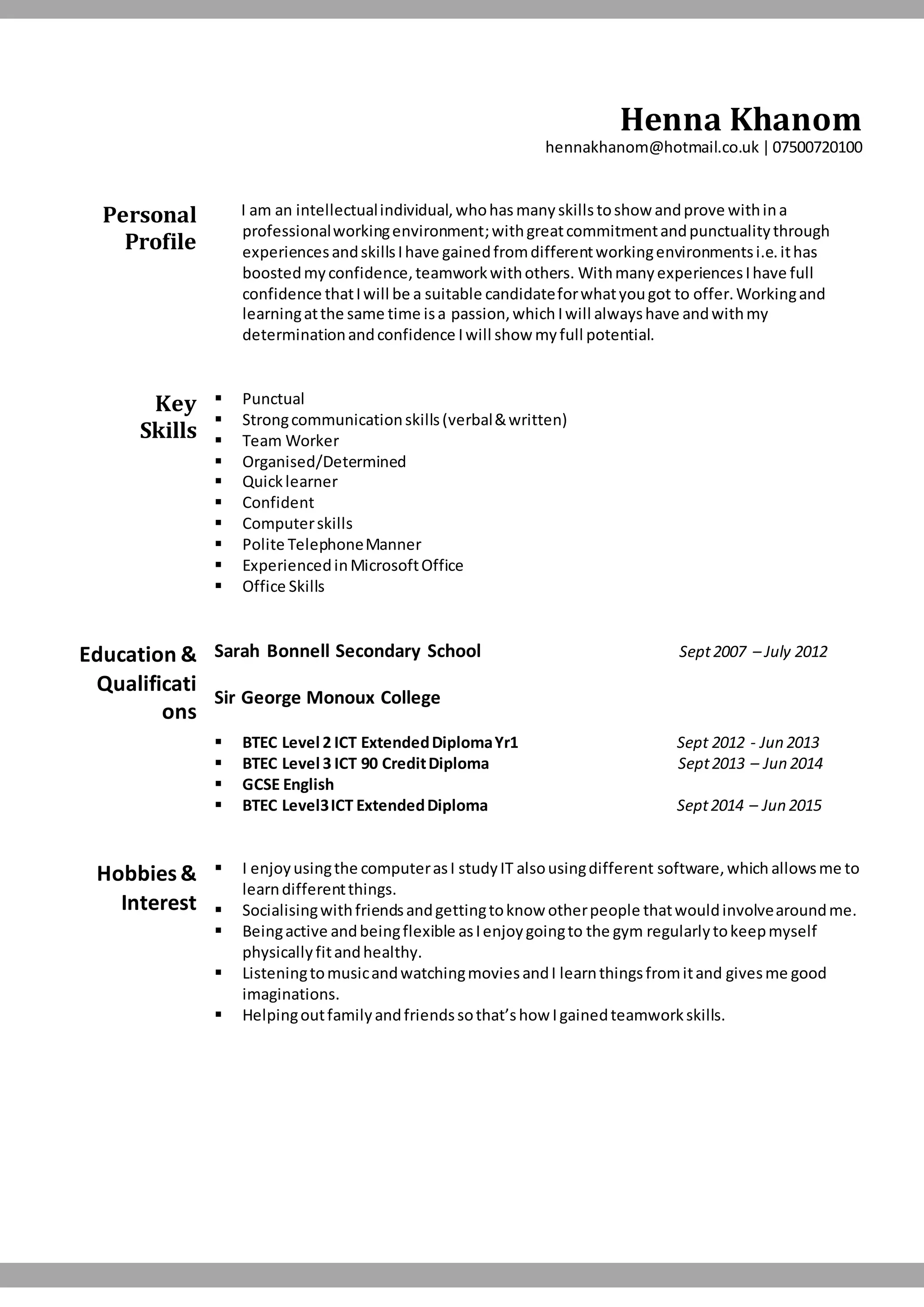 Henna Cv main | DOCX