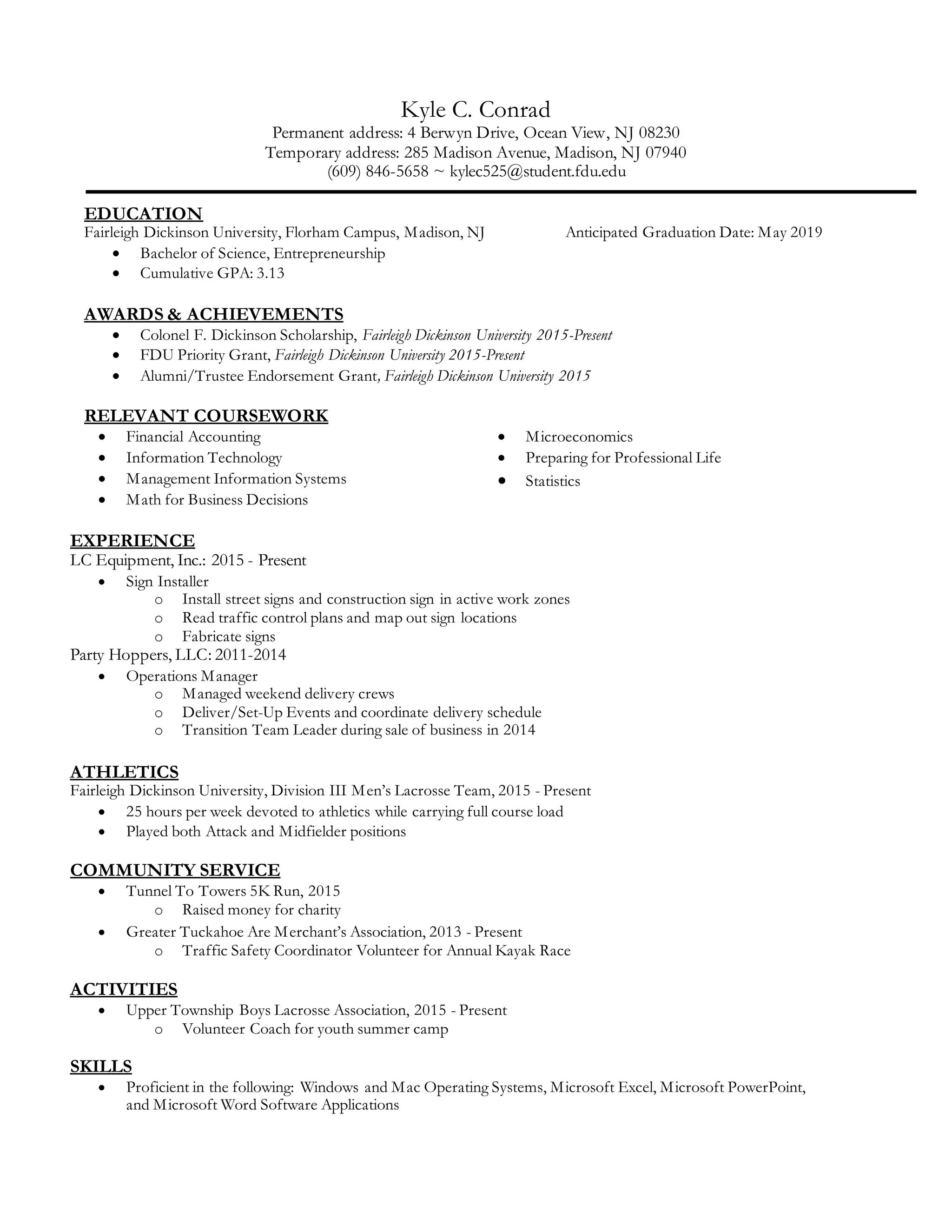 Kyle Resume - Career Format | DOCX | Sports