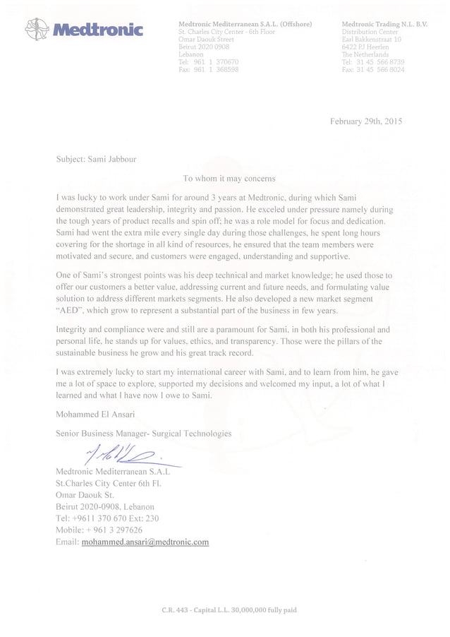 Mohammed El-Ansari reference letter | PDF