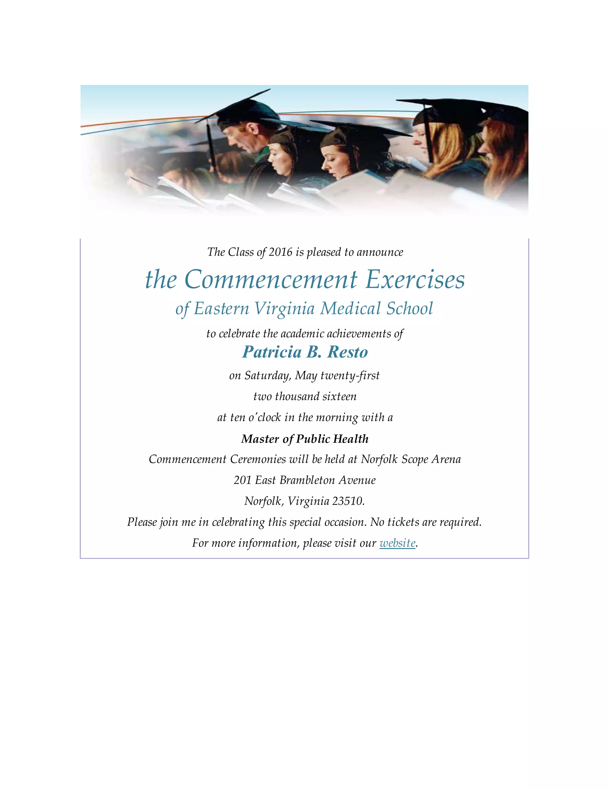 The Class of 2016 Graduation Announcement | DOCX