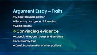 Argument & Convincing Evidence | PPT