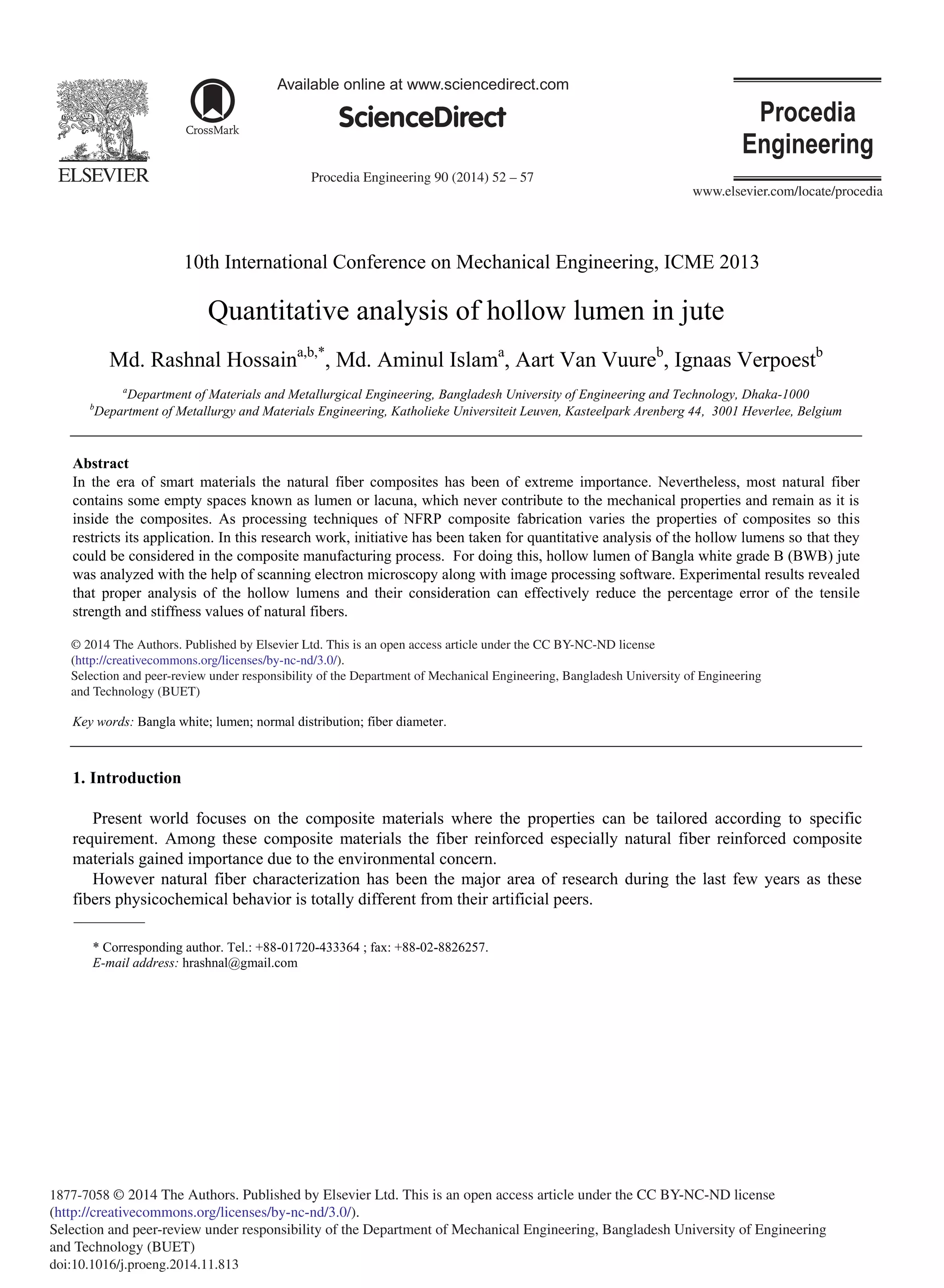 Quantitative analysis of hollow lumen in jute | PDF