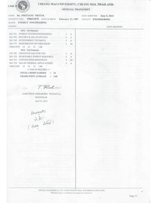 Transcript_Postgraduate Phitsanu Phituk | PDF