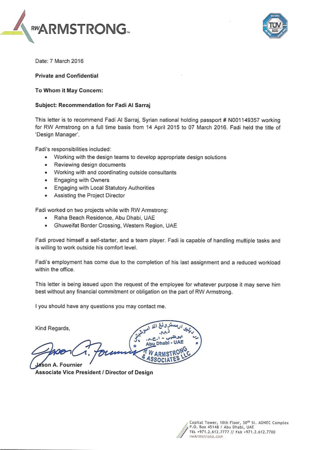 RWA Recommendation letter | PDF